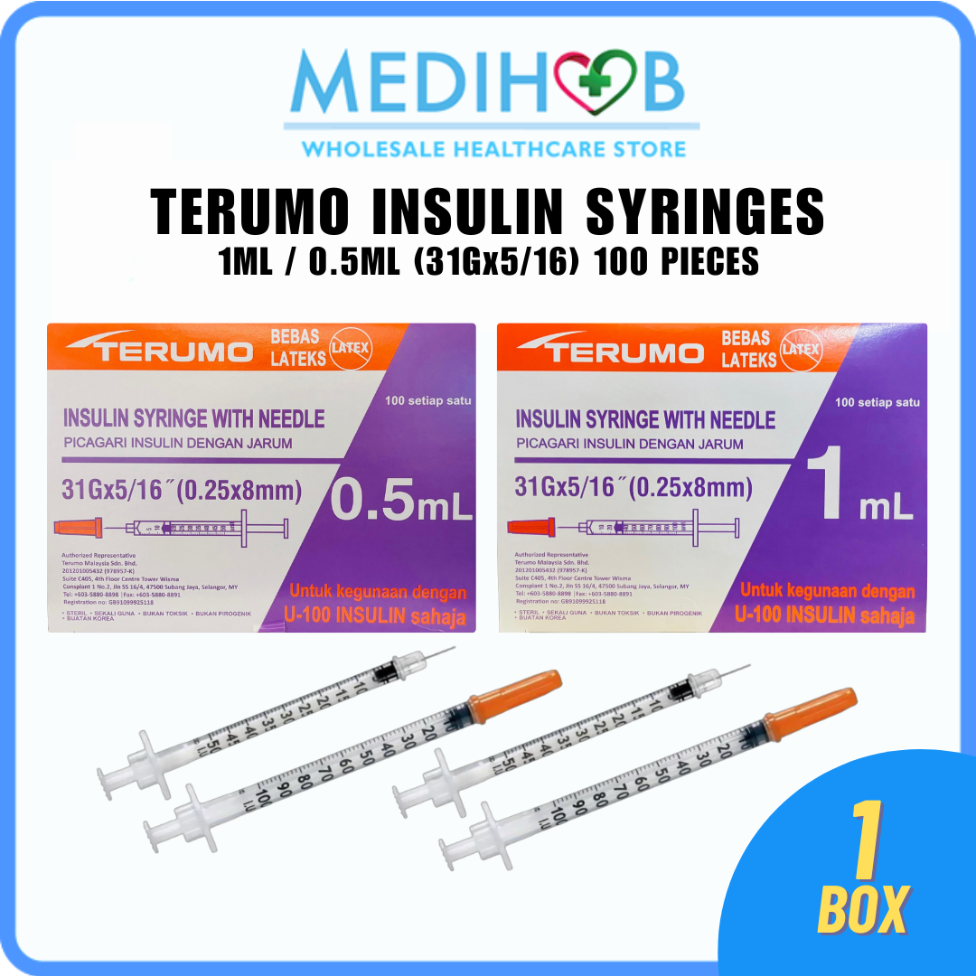 TERUMO Insulin Syringe 1ML EXP 1/12/2026/0/5ML EXP 31/3/2027(31G X 5/1 – Medihubmy