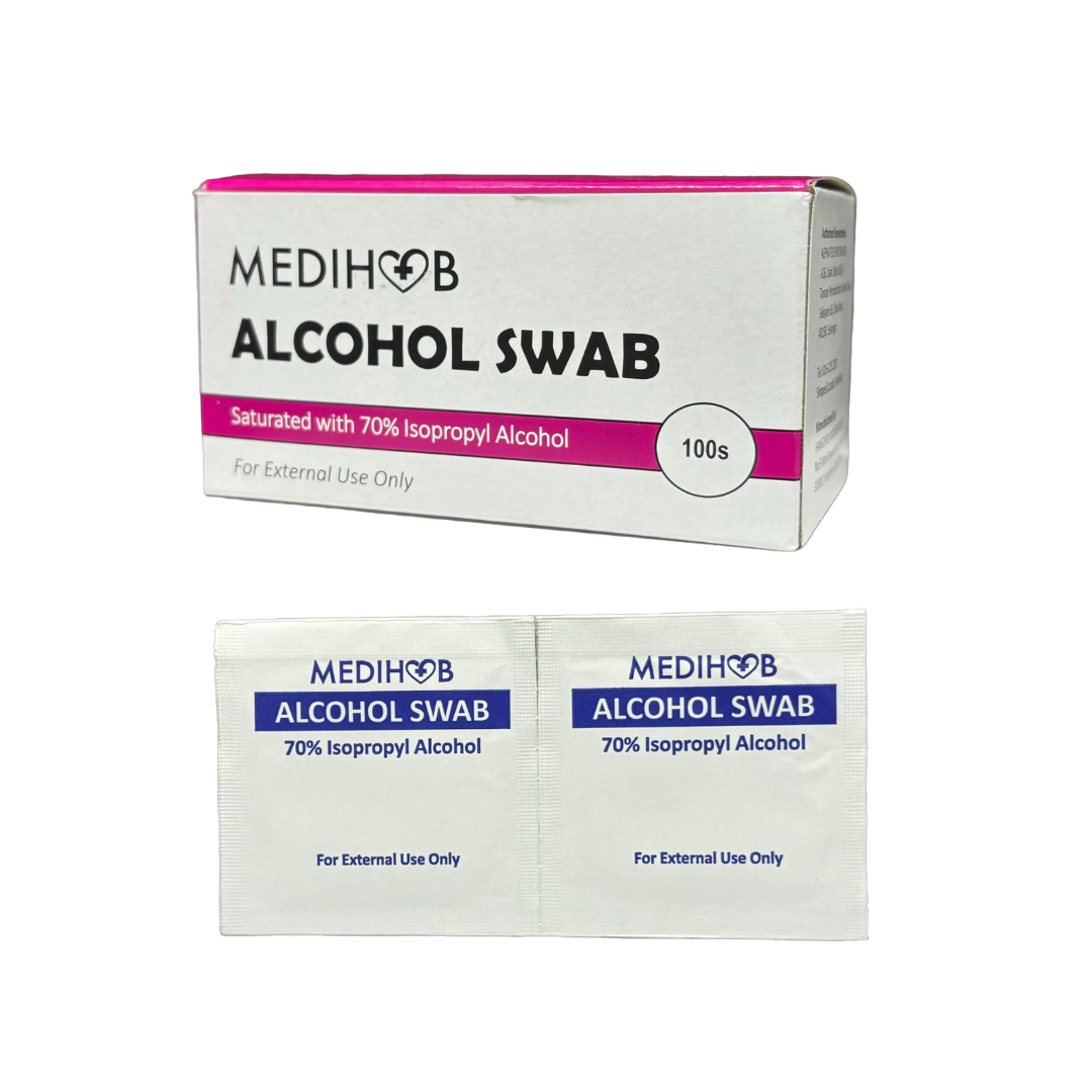 MEDIHUB Alcohol Swab (100s) - Saturated with 70% Isopropyl Alcohol – Medihubmy