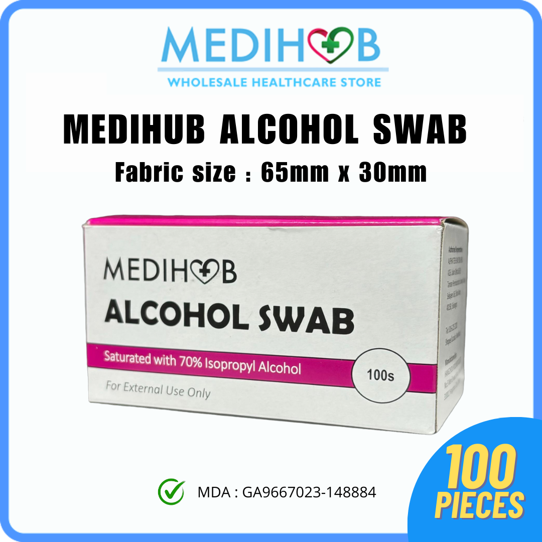 MEDIHUB Alcohol Swab (100s) - Saturated with 70% Isopropyl Alcohol ...