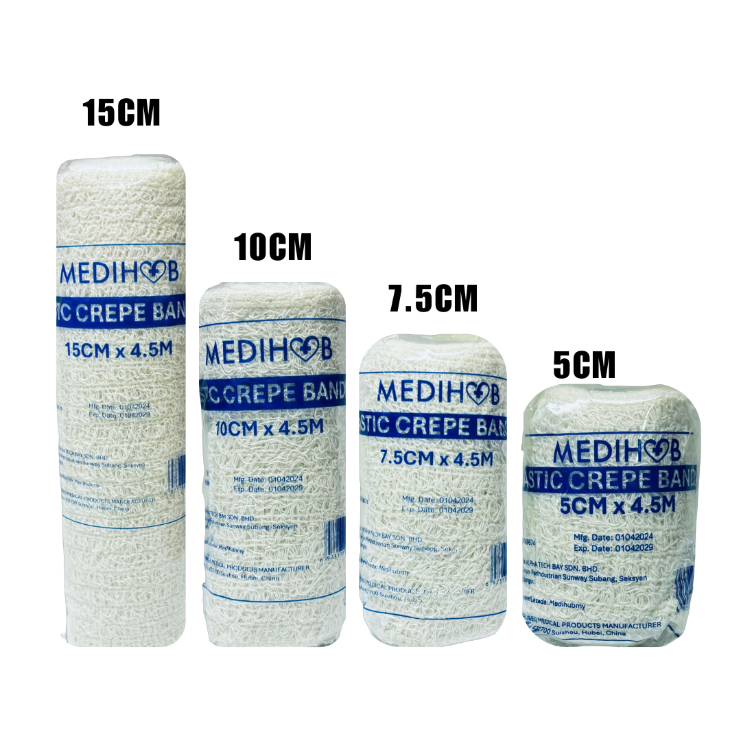 MEDIHUB Elastic Crepe Bandage (5cm/7.5cm/10cm/15cm) Length 4.5m – Medihubmy