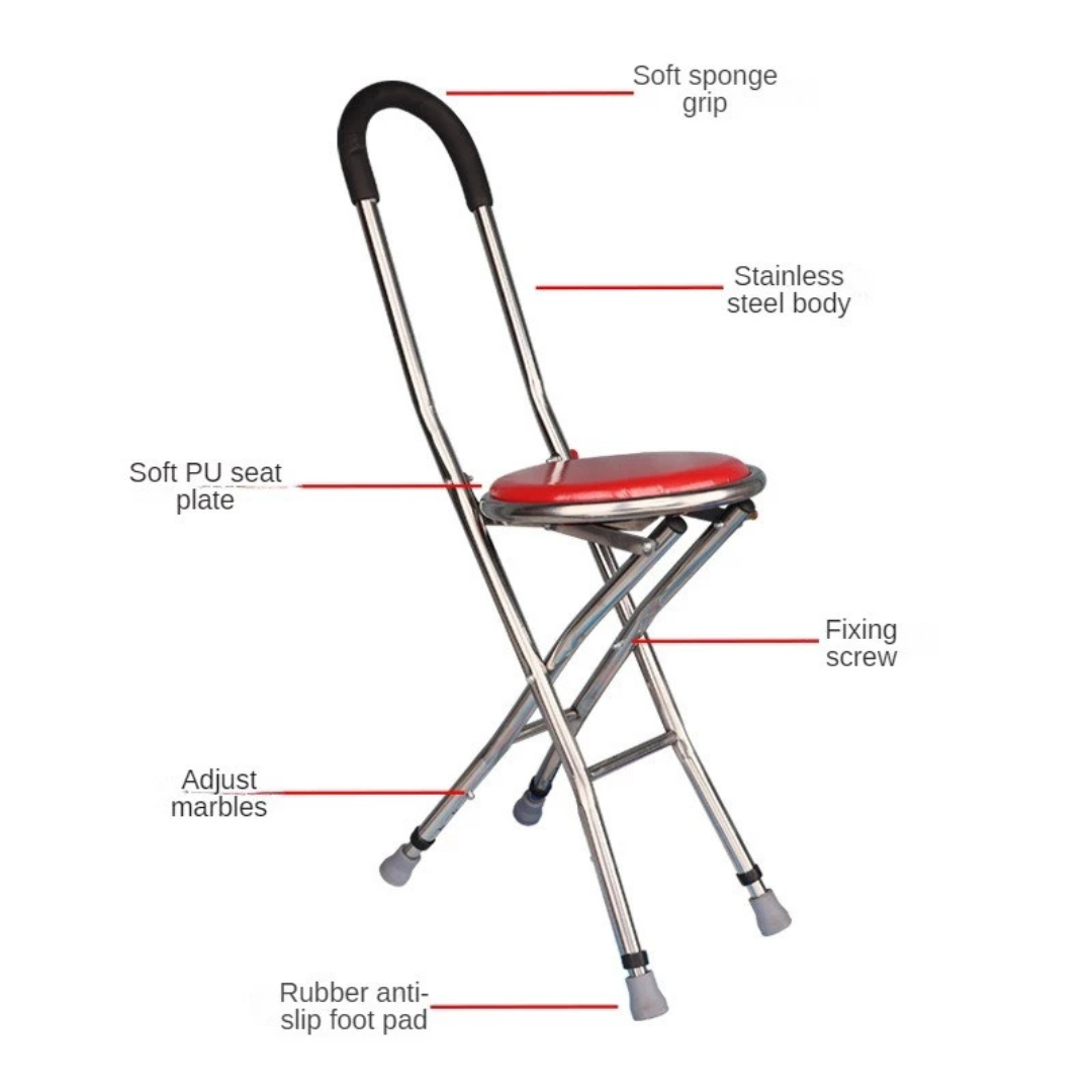 [𝐌𝐃𝐀 𝐀𝐏𝐏𝐑𝐎𝐕𝐄𝐃] Medihub 4 Legs Walking Cane with Seat – Medihubmy