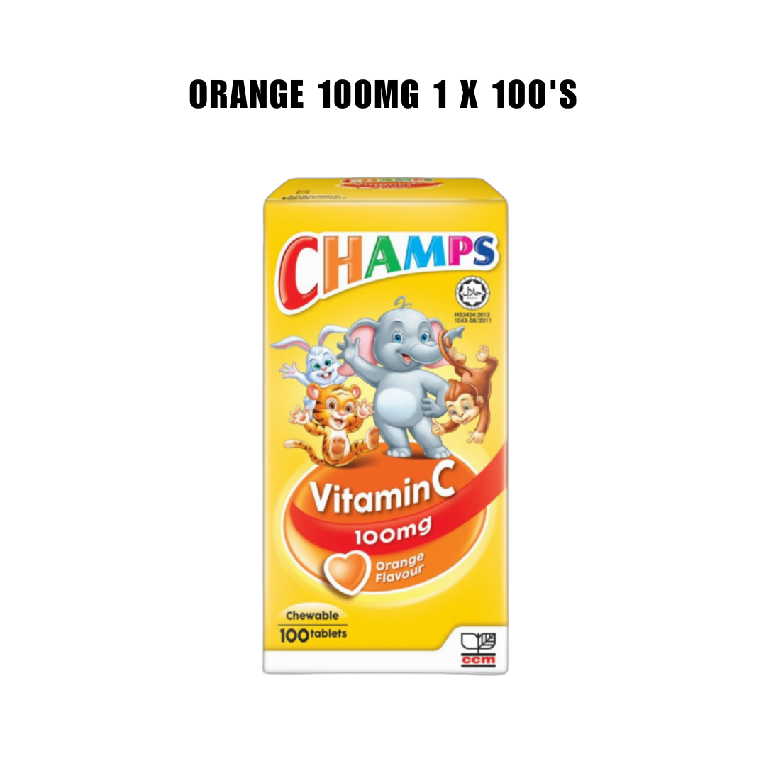 Champs Chewable Vitamin C 100mg (100s) Orange Flavour [Expiry:1/2026 ...