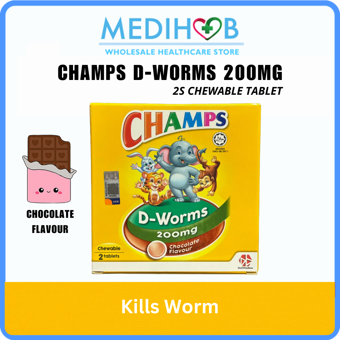 [𝗡𝗲𝘄 𝗦𝘁𝗼𝗰𝗸] Champs D-worm 2s (200mg) Chocolate Flavour (Expiry: 06/202 ...
