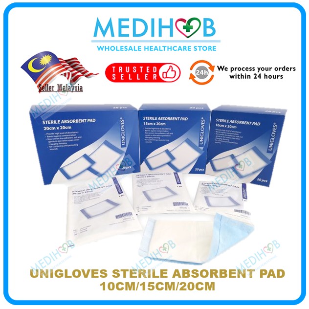 UNIGLOVES Sterile Absorbent Pad Gamgee pad 20s – Medihubmy