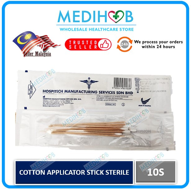 Hospitech Sterile cotton applicator sticks 10s EXP 11/2027 – Medihubmy