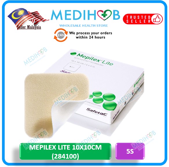 MOLNLYCKE Mepilex Lite Thin Foam Dressing 10cm x 10cm 5's 284100 (EXP1 ...
