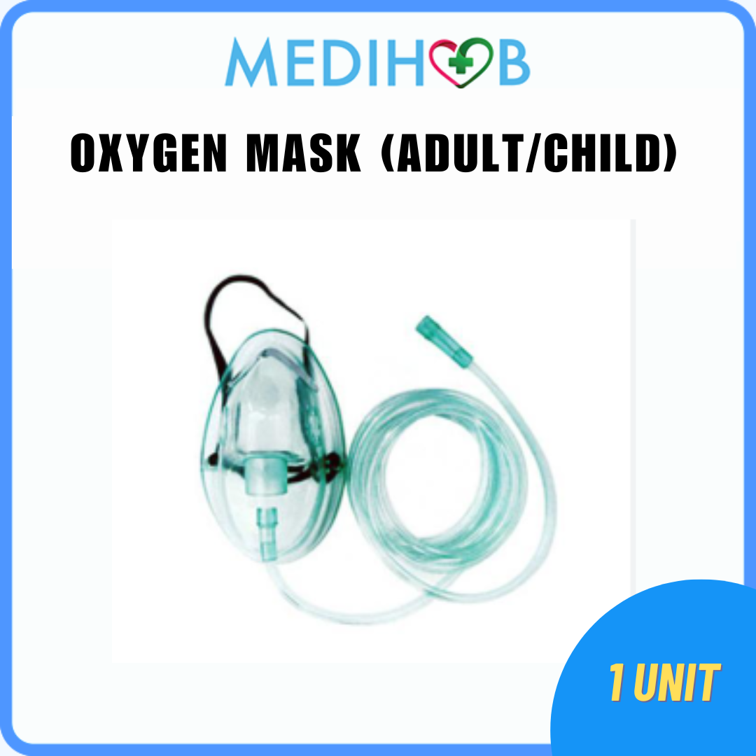 HOSPITAL GRADE OXYGEN MASK WITH 2 METER TUBING 1PCS – Medihubmy