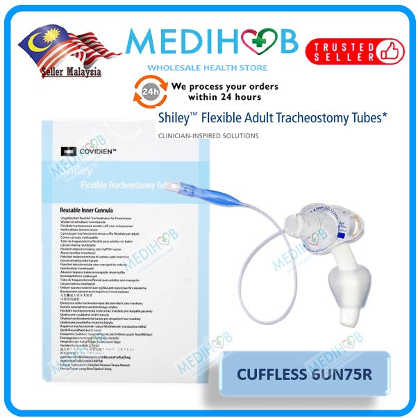 COVIDIEN Shiley Adult Flexible Tracheostomy Tube Cuffless 6UN75R (EXP0 ...