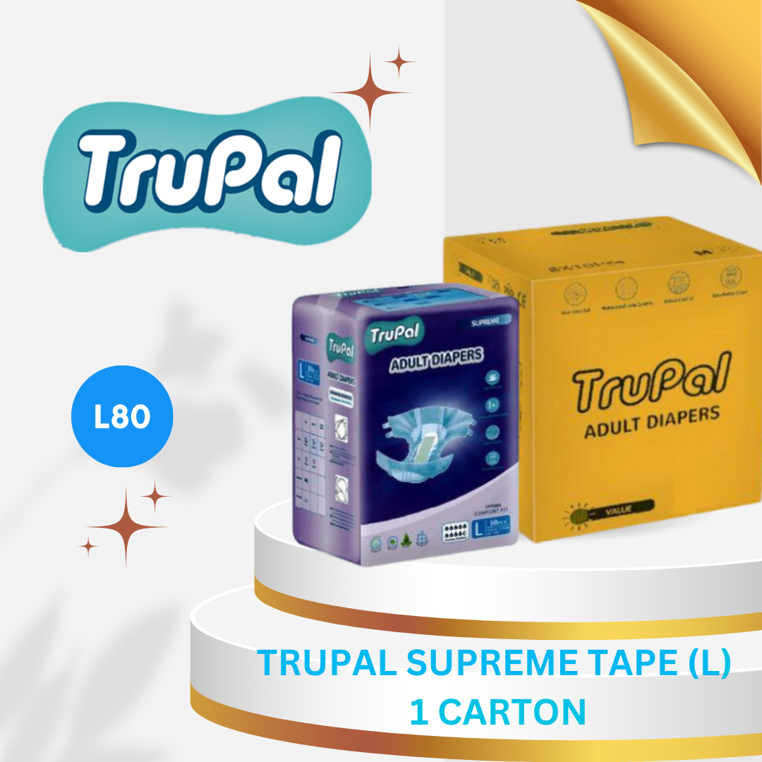 TRUPAL SUPREME Standard Adult Diapers Lampin Dewasa TAPE 80pcs – Medihubmy