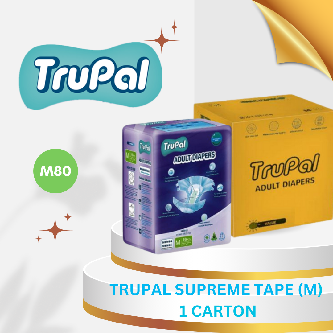 TRUPAL SUPREME Standard Adult Diapers Lampin Dewasa TAPE 80pcs – Medihubmy