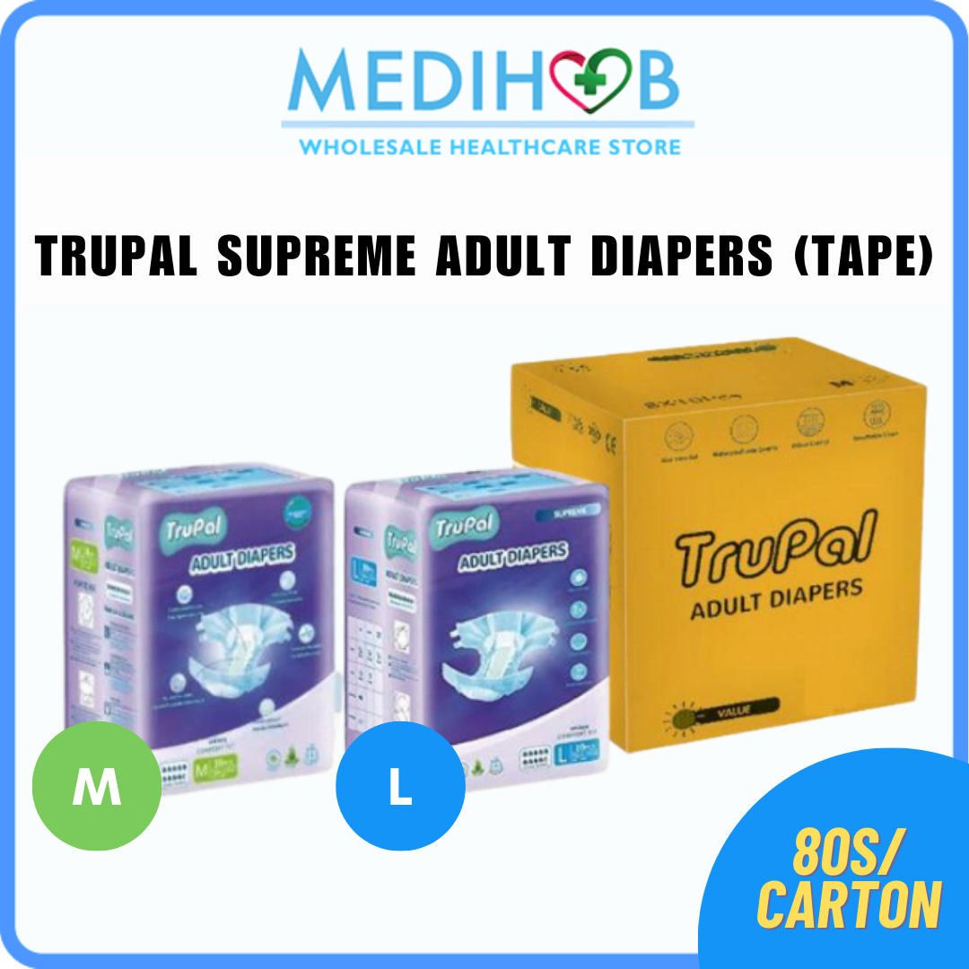 TRUPAL SUPREME Standard Adult Diapers Lampin Dewasa TAPE 80pcs – Medihubmy