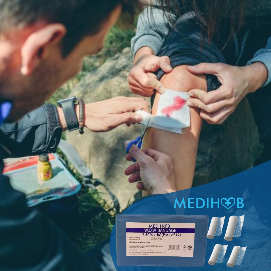 [MDA Approved] MEDIHUB W.O.W Bandage 7.5cm x 4m 12rolls/pack Gauze Ban ...